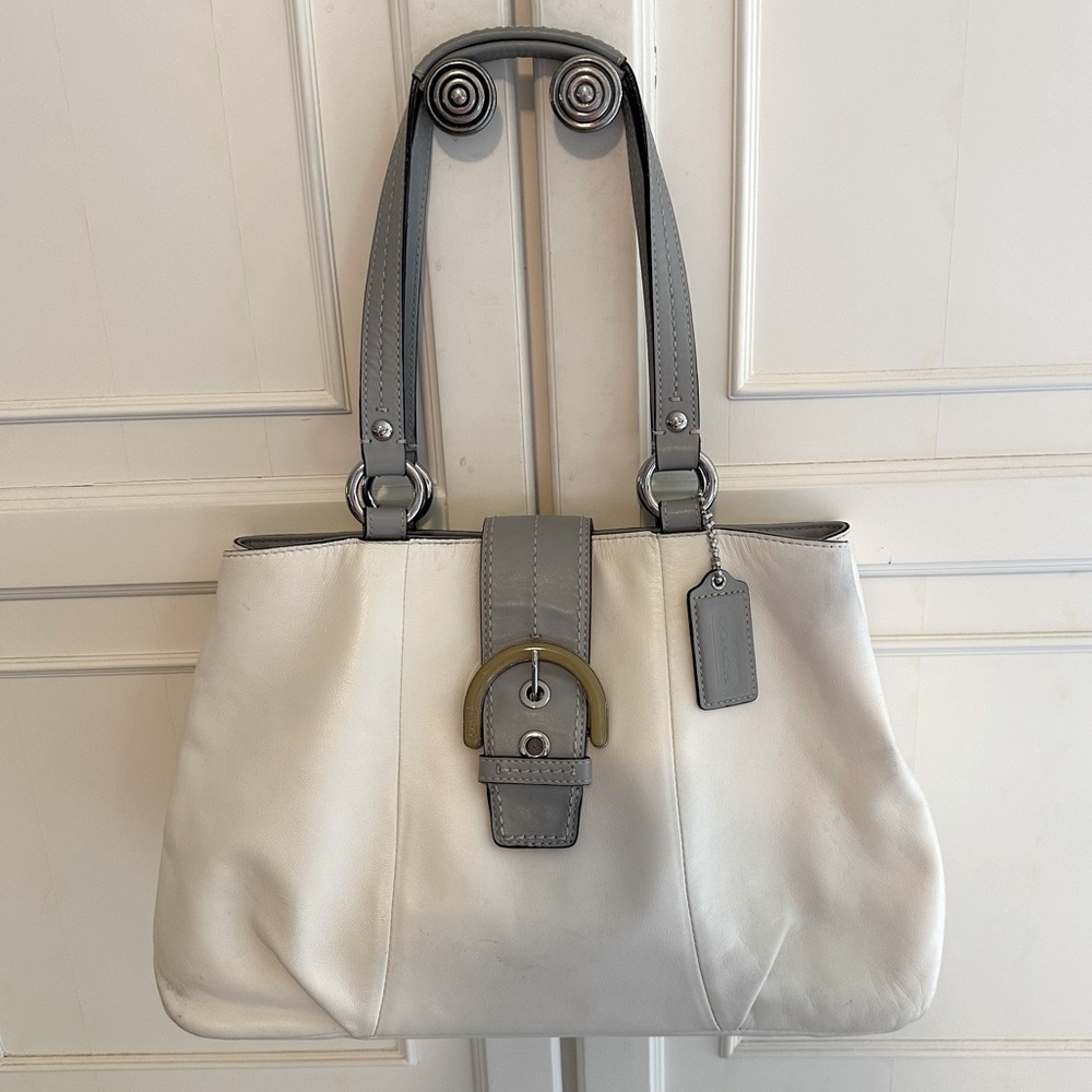 Coach Ivory Gray Soho East West Shoulder Satchel Bag - Gem